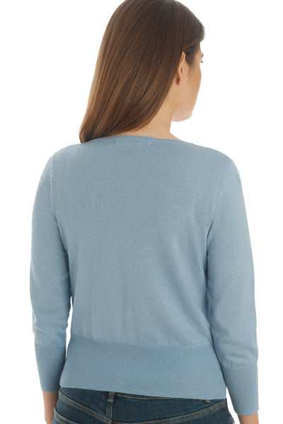 Lightweight Cropped Cardigan in Silk & Cotton - Maya Blue